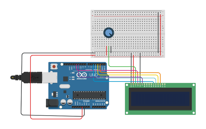 Circuit design Liquid Crystal Display() - Tinkercad