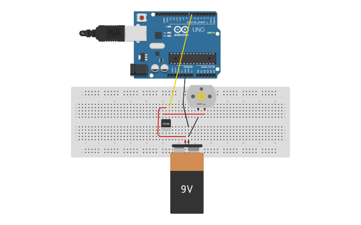 Circuit design Acionando um motor | Tinkercad