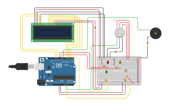 Circuit design Gas sensor with LDR - Prajwal Pradhan - Tinkercad