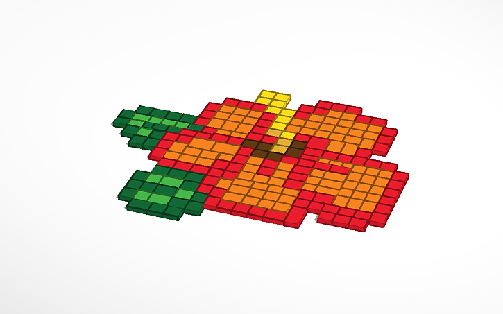 3D design Orange Hibiscus Flower Pixel Art - Tinkercad