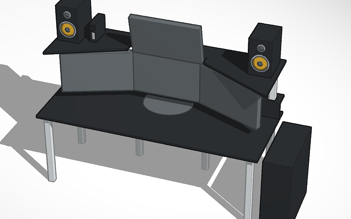 3D design computer desk - Tinkercad