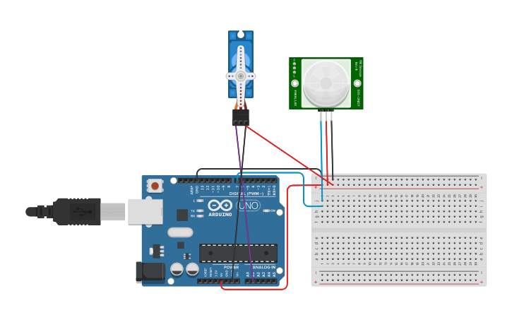 Circuit design Mover motor con Sensor Pir - Tinkercad