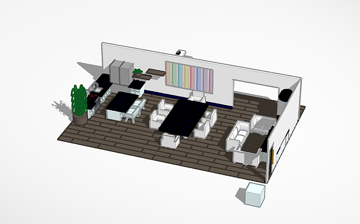 3D design Just a Kitchen/Dining Room/Living room - Tinkercad