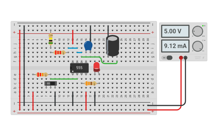 Circuit design Ic 555 - Tinkercad