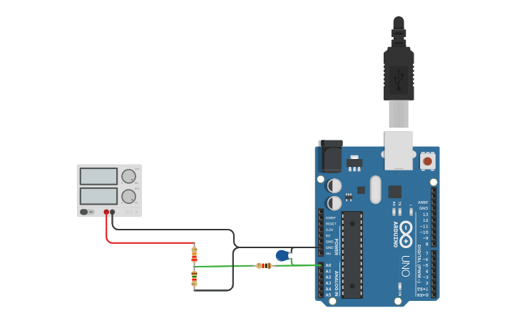 Circuit design Arduino voltage sensor - Tinkercad