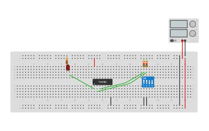 Circuit design IC 7402 - Tinkercad