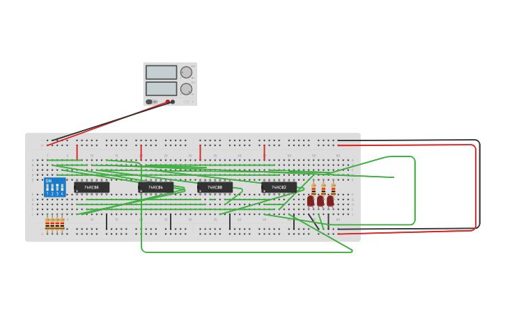 Circuit design 2-bit Comparator - Tinkercad