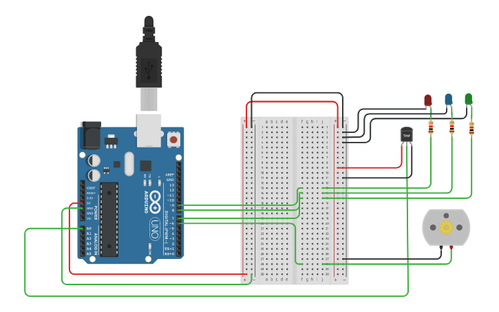 Circuit design Temp Sensor - Tinkercad