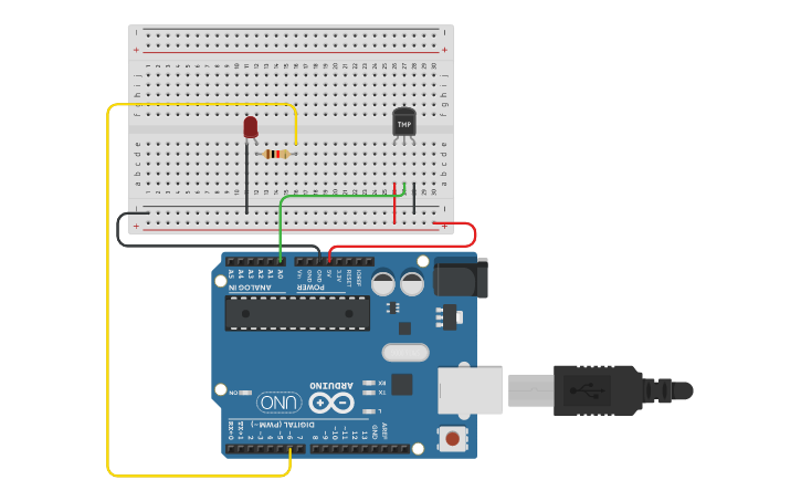 Circuit design Sensor de Temp - Tinkercad