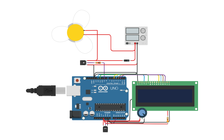 Circuit Design Fan Lcd Tinkercad