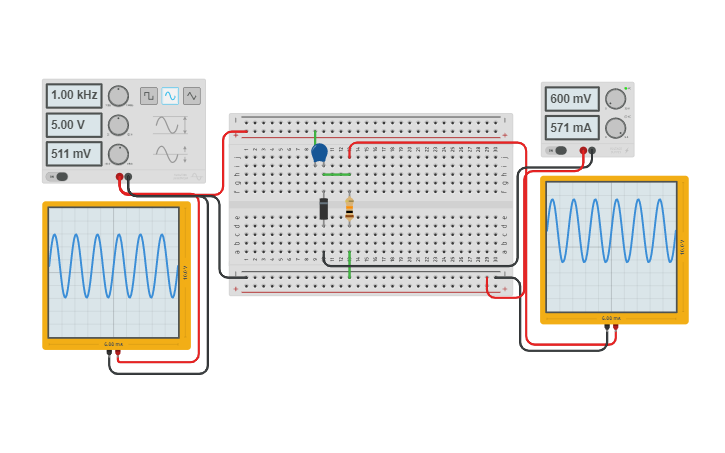 Circuit design Positive Clamper with Negative Bias - Tinkercad