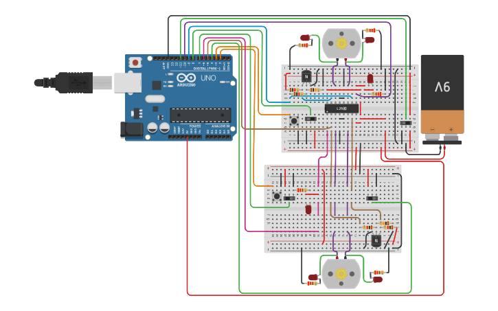 Circuit design Copy of H Motor Drive 05 L293D - Tinkercad