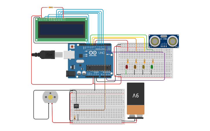 Circuit design Water level monitoring - Tinkercad