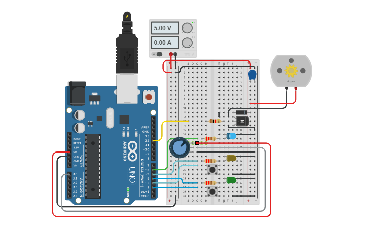 Circuit design Lab THM Part C NPM BJT | Tinkercad