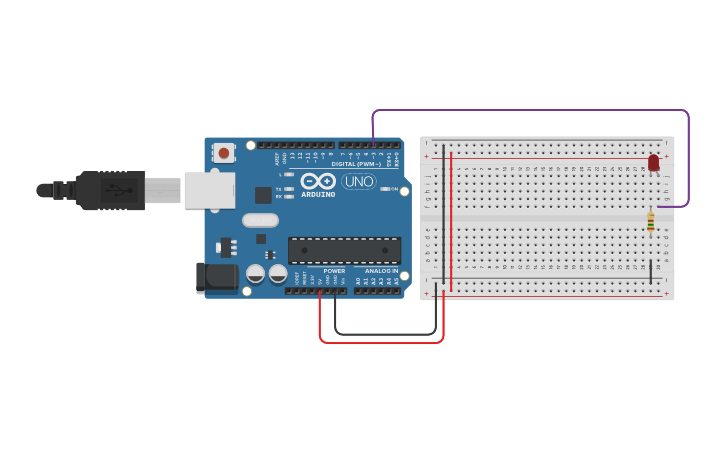 Circuit design TP7 Blinking LED with PWM | Tinkercad