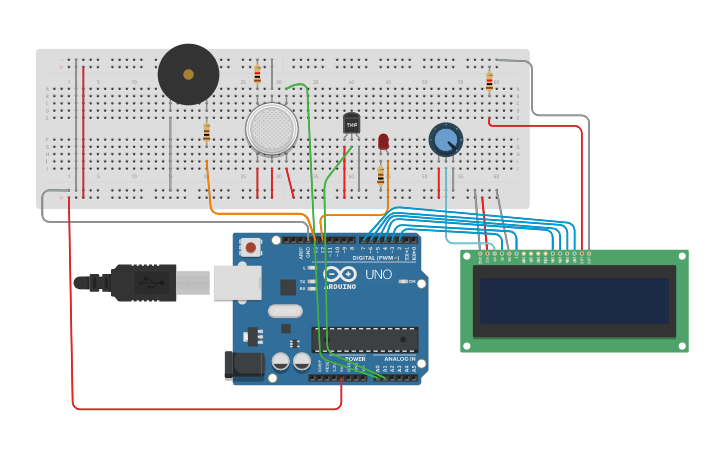 Circuit design gas detector - Tinkercad