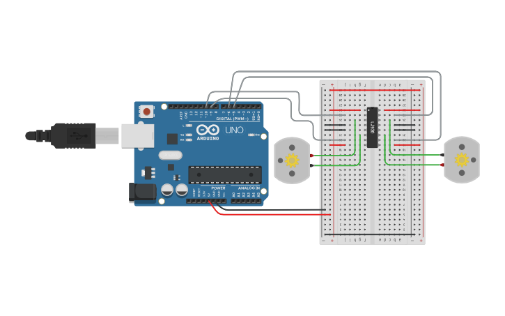 Circuit design 2 DC Motores Arduino L293D - Tinkercad