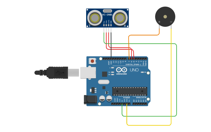 Circuit design Obstacle detector - Tinkercad