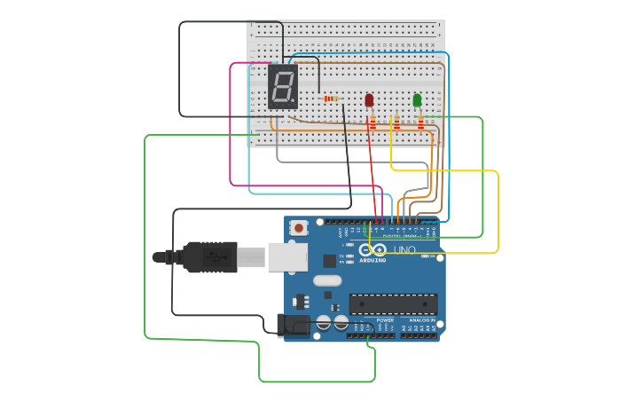 Circuit Design Traffic Light With Count Down Series Tinkercad