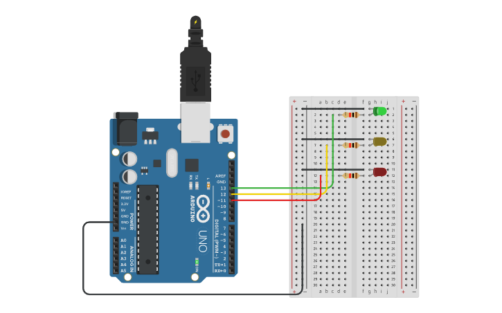 Circuit design Semafor - Tinkercad