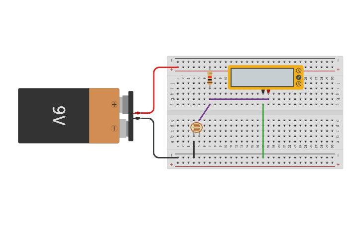 Circuit design Divisor resistivo con LDR - Tinkercad