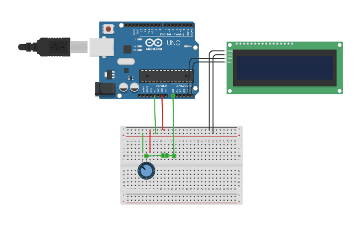 Circuit Design 可變電阻 Lcd顯示 Tinkercad