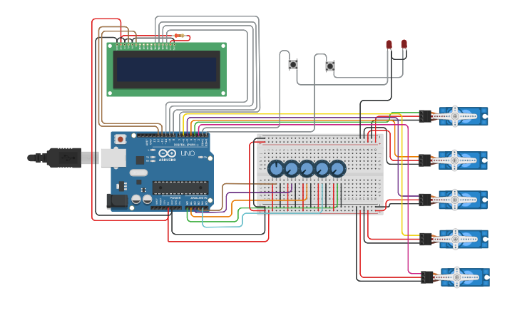Circuit design Braço robótico com potenciômetro | Tinkercad Circuit design Braço robótico com potenciômetro | Tinkercad