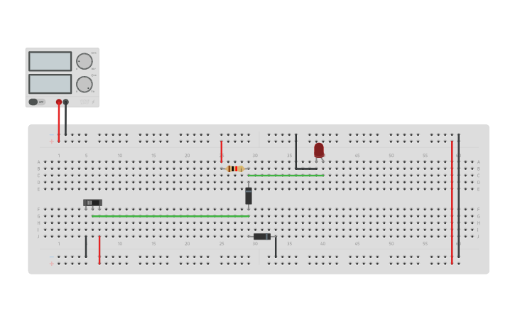 Circuit design DRL NOT Gate - Tinkercad