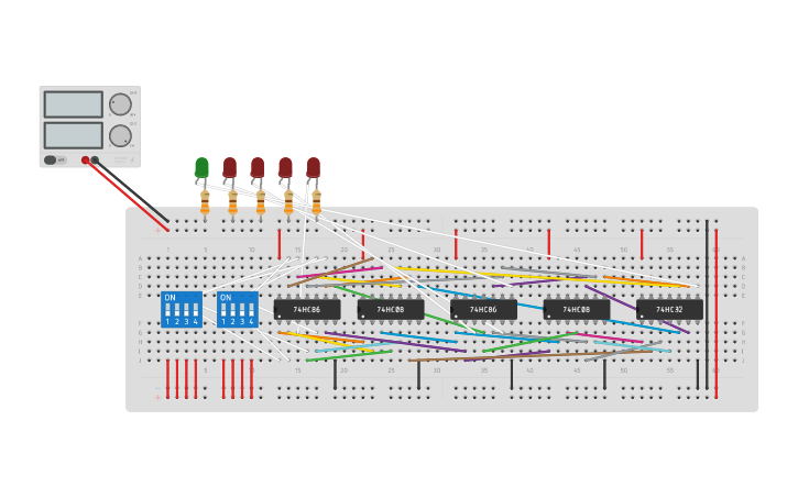 Circuit design 4 BIT ADDER - Tinkercad