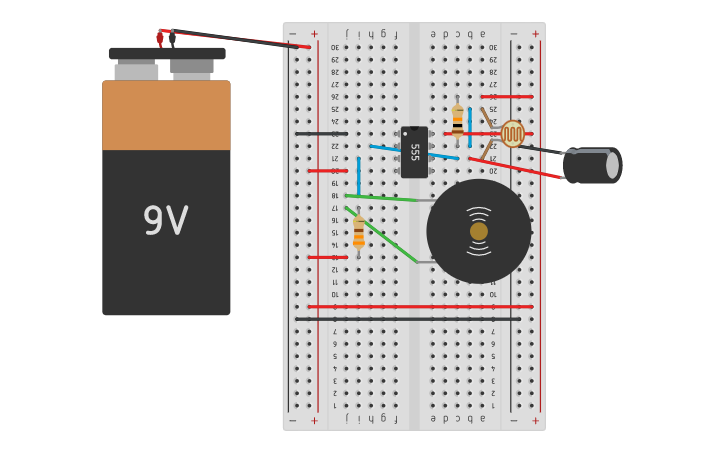 Circuit design 555 timer step 8 - Tinkercad