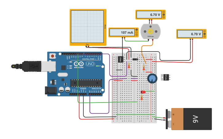 Circuit design DC motor mc - Tinkercad