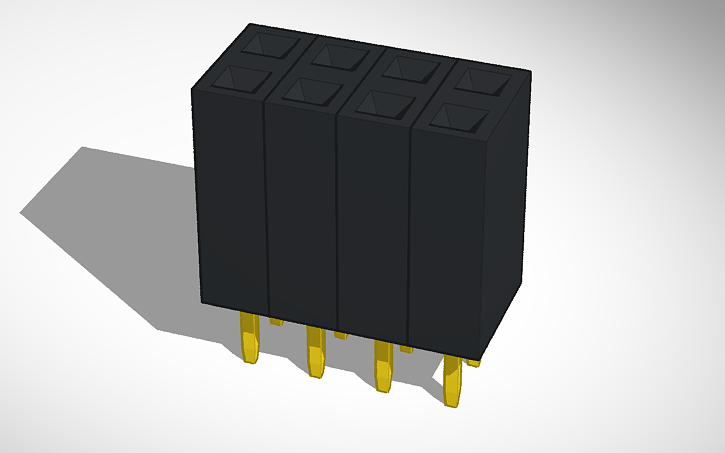 3D design FemaleHeader_2x4_2.54 - Tinkercad