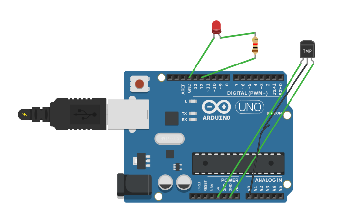 Circuit Design Temperature Detector Tinkercad