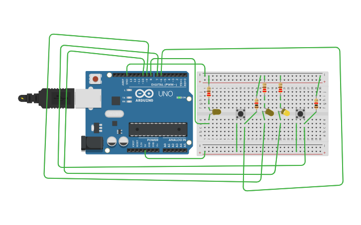 Circuit design sequence-button - Tinkercad