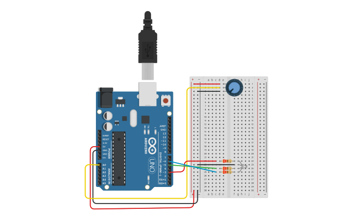 Circuit Design Rgb Led With A Potentiometers Tinkercad
