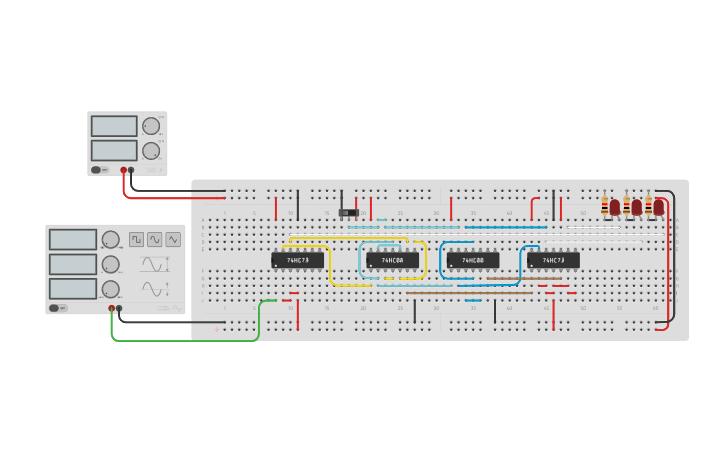 Circuit Design 3bit Asynchronous Counter Tinkercad