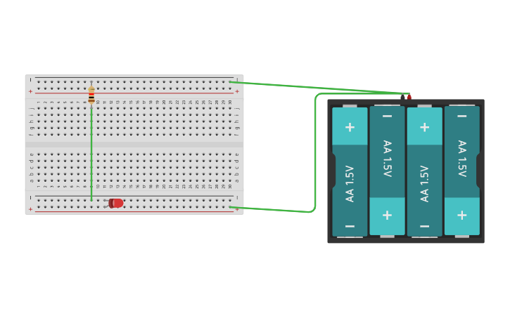 Circuit design Circuito LED y resistencia | Tinkercad
