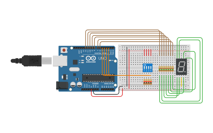 Circuit design Switch + Display - Tinkercad