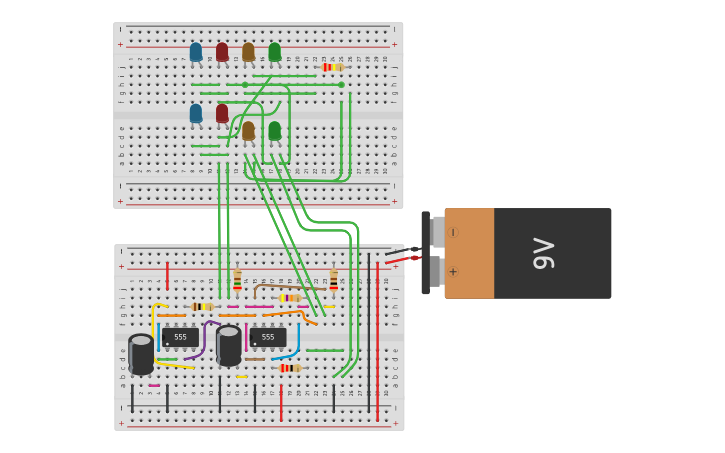 Circuit design Copy of Satya 555 Traffic Light - Tinkercad