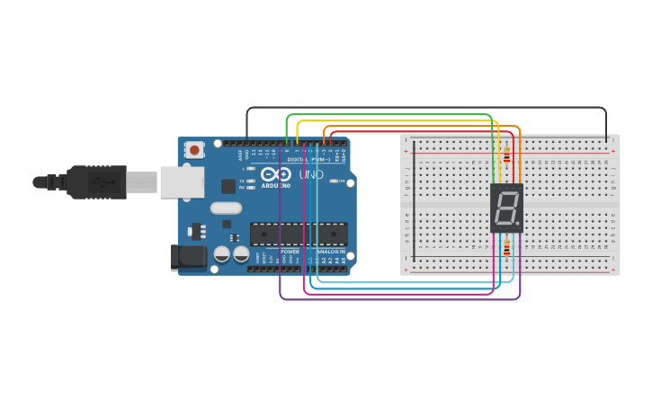 Circuit design 7 Segment Display - Tinkercad