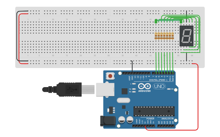 Circuit design Display con codigo - Tinkercad