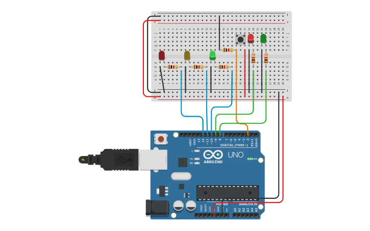 Circuit design Pedestrian traffic light_ - Tinkercad