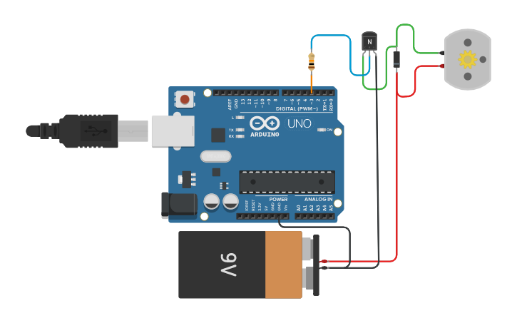 Circuit Design Arduino Driver Motor Transistor Tinkercad 8354