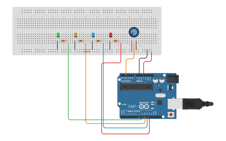 Circuit design arduino con potenciometro - Tinkercad