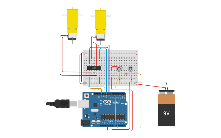 Circuit design Robot Sumo - Tinkercad