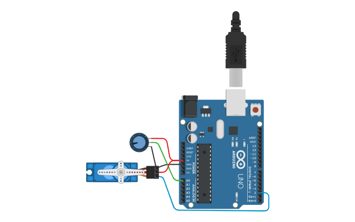 Circuit Design One Servo With Potentiometer Tinkercad
