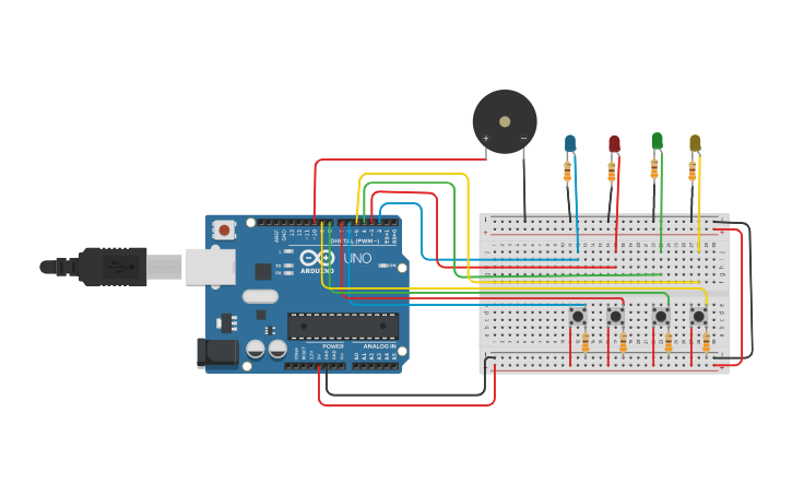 Circuit design SIMON DICE - Tinkercad