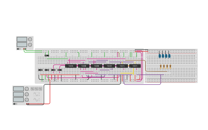 Circuit design EXP 07(c) PARALLEL IN SERIES OUT - Tinkercad