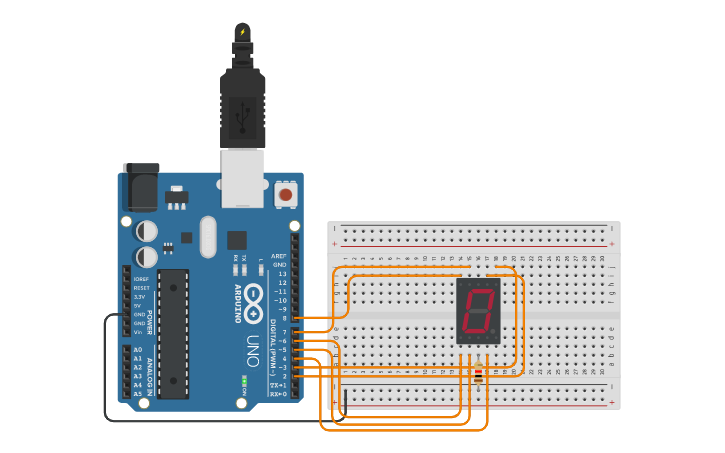 Circuit design Serial monitor 7 segment | Tinkercad