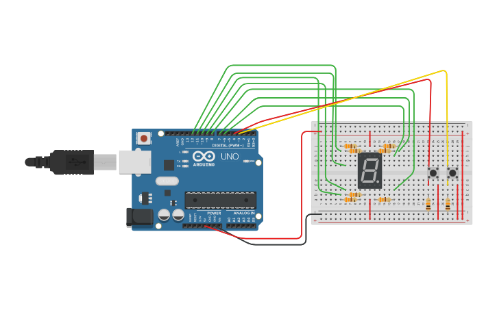 Circuit design Display de 7 Segmentos de anodo comun - Tinkercad Circuit design Display de 7 Segmentos de anodo comun - Tinkercad